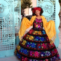 Colorful Chiapas Style Dress. Custom-made Hand Embroidered Cultural 2 Piece Outfit. Quinceañera ...