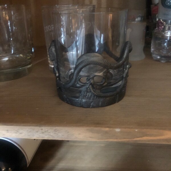 Handcrafted Skull & Snakes Pewter Whisky Glass -gothic Design - Unique ...