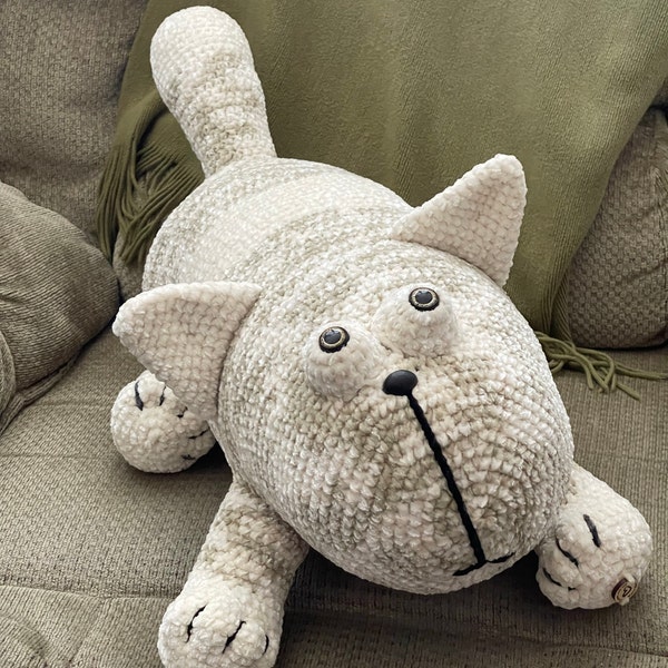 Handmade Crochet Fat Cat Plush Toy - Adorable Amigurumi Kawaii Chubby ...