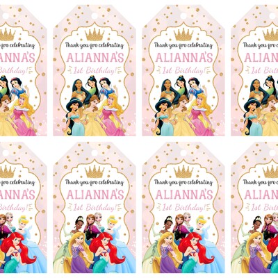 Princess Thank You Tags, Princess Tags, Princess Party, Pink Gold Crown ...