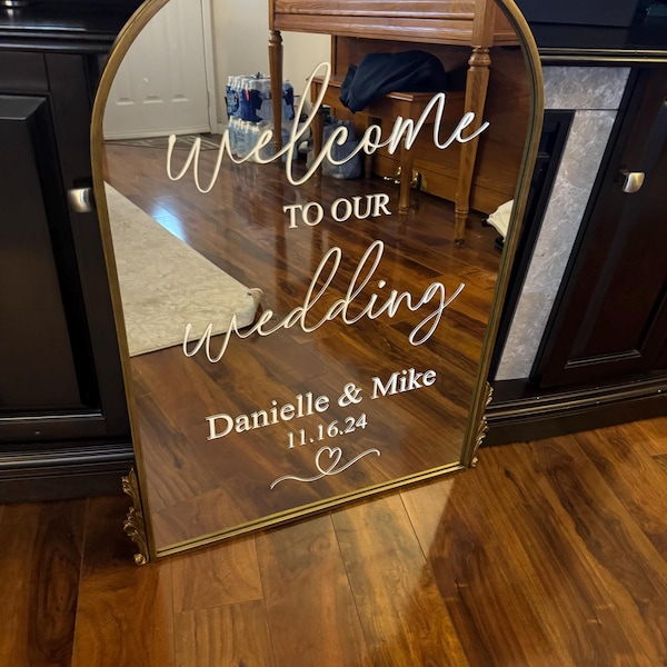 Wedding Mirror Seating & Table Chart - Custom Vinyl Mirror Sticker ...