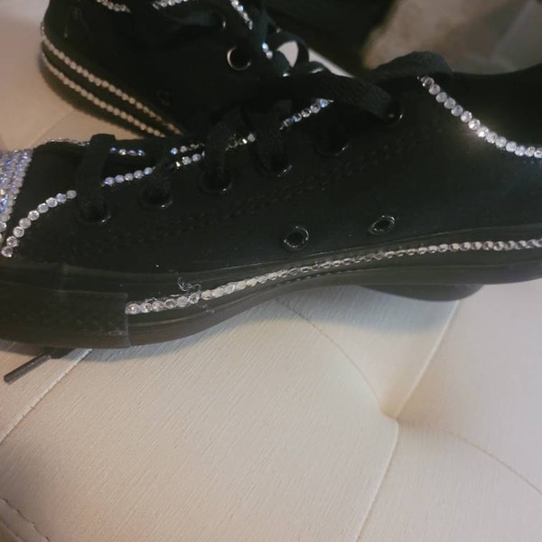 Black Bling Diamond Converse: Women's Low Top Black Rhinestone Chuck ...