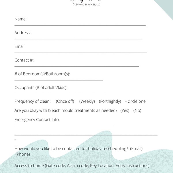 Client Feedback Survey, Comment Card, Questionnaire, Cleaning Business ...