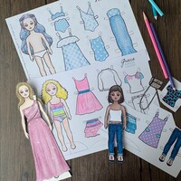 Coloring Page "angela" Printable Paper Doll Black & White Page, DIY Art ...