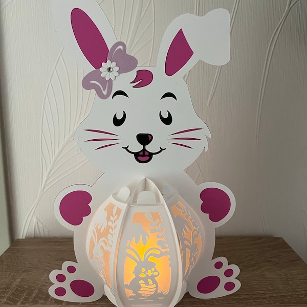 Bunny Lantern V1 PDF, SVG, Studio Template - Bunny Easter Egg Lantern ...