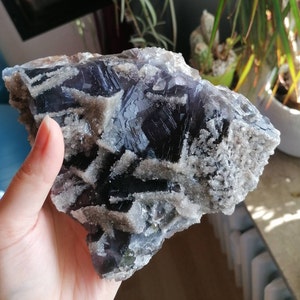 207 Gram Unique Gray Phantom FLUORITE With CALCITE Crystal Specimen ...