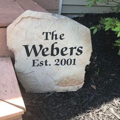 Name Stone Personalized Engraved Rock Garden Stone House Entry Wedding ...