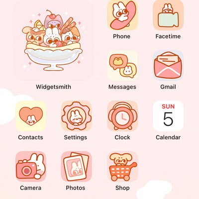 Peachy Skies Theme App Icon Pack Digital Instant Download Ios14 Cute ...