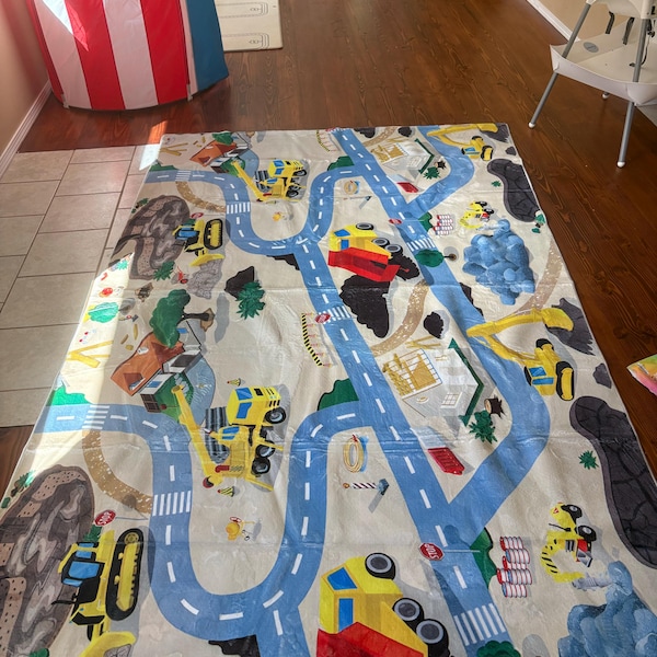 Construction Themed Rug|road Map Kids Room Carpet|educational Play Mat ...