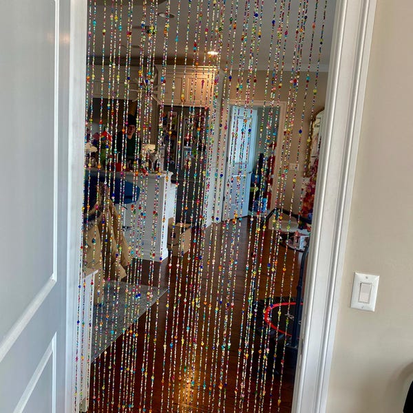 Bohemian Glass Bead Curtain: 10 Strands Rainbow Hippie Doorway Beads ...