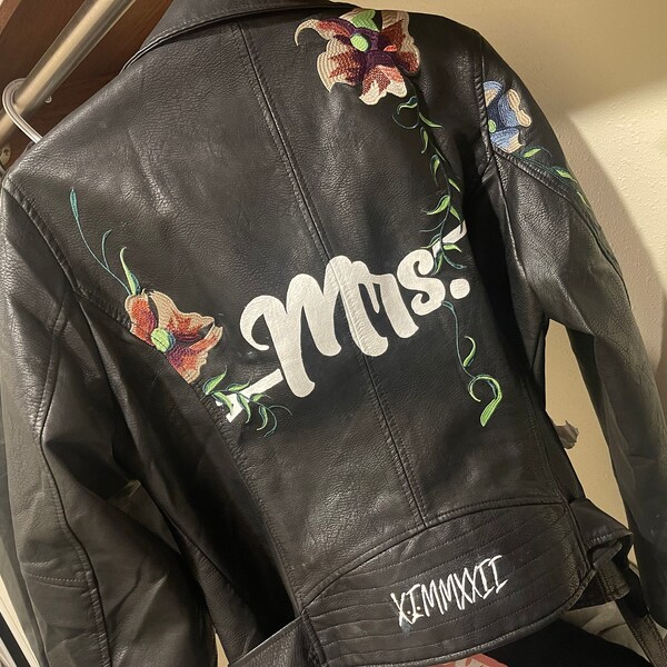 Celestial Painted Leather Jacket DIY Kit, Bridal Jacket, Leather ...