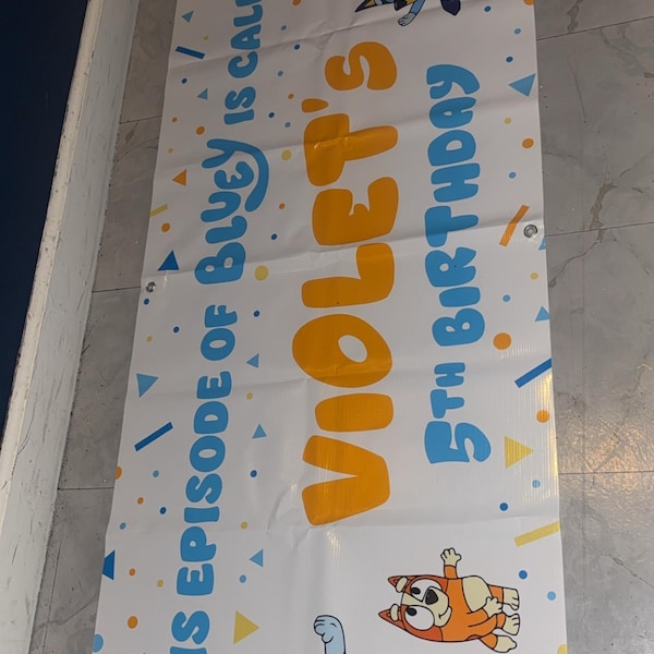 Bluey Floral Daisy Birthday Party Banner - Etsy