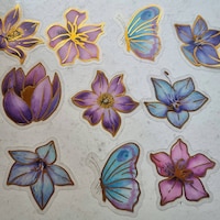 10 Pressed Flower Sticker Pack Waterproof Reusable Set Clear Backed ...