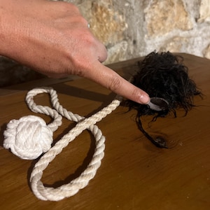 Natural Rabbit Fur and Linen Rope Dog Toy for Tug-of-war and Chasing ...