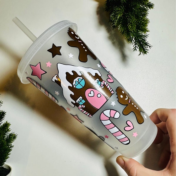 Gingerbread House SVG, No Hole Cold Cup Svg Wrap, Christmas Cold Cup ...