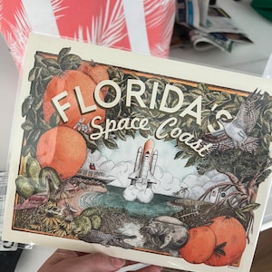 Florida's Space Coast, Wall Art, Vintage Postcard, Cocoa Beach ...