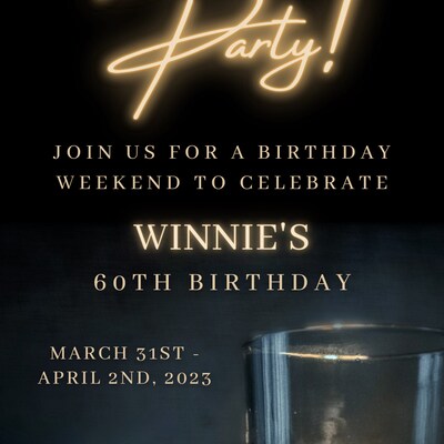 Digital Men's Birthday Weekend Invitation, Electronic Itinerary ...