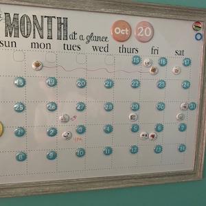 Teal Aqua Perpetual Calendar-numbers 1-31- 1" Magnets-days of the Month ...
