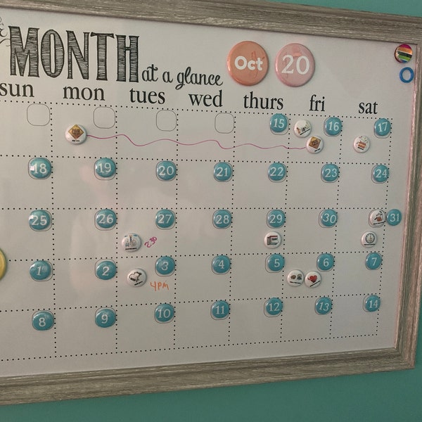 Teal Aqua Perpetual Calendar-numbers 1-31- 1" Magnets-days of the Month ...