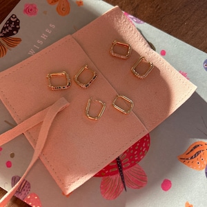 Colourful Gold Earring Stack Set Gold Link Hoop Ear Stack Set Triple ...