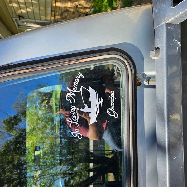 In Loving Memory Fisherman in Boat Vinyl Decal Name Dates Custom ...