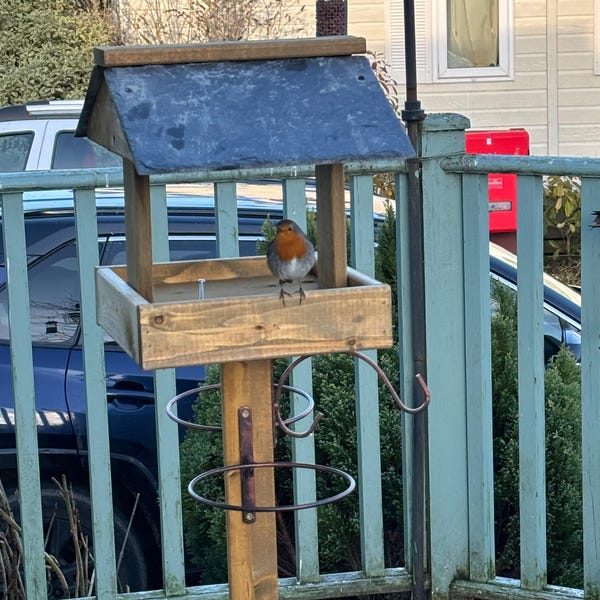 Bird Feeding Station Wooden Bird Table Slate Roof Wild Garden Bird Bath ...