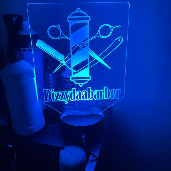 Barber Shop Light up Sign, Personalized Free, LED Night Lamp, With ...