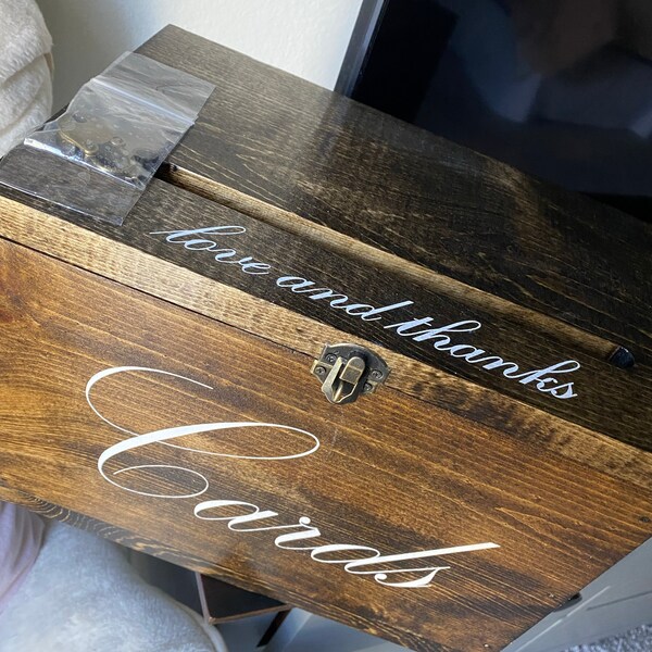 Locking Wood Card Box for Wedding, Graduation, Party, Shower, Reception ...
