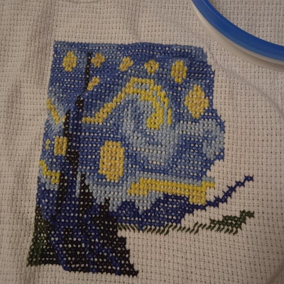 The Starry Night Mini Cross Stitch Pattern PDF, Small Mini Art ...