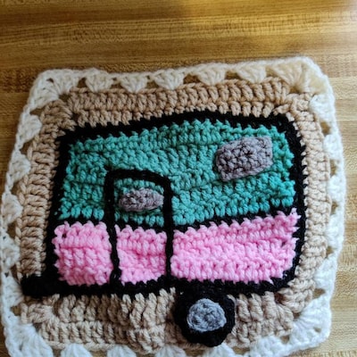 Vintage Travel Camper Trailer Square Motif CROCHET PATTERN PDF 11.5 ...