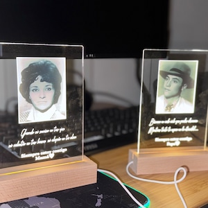 Custom Personalized Photo LED Wood Stand Room Night Light up Table Lamp ...