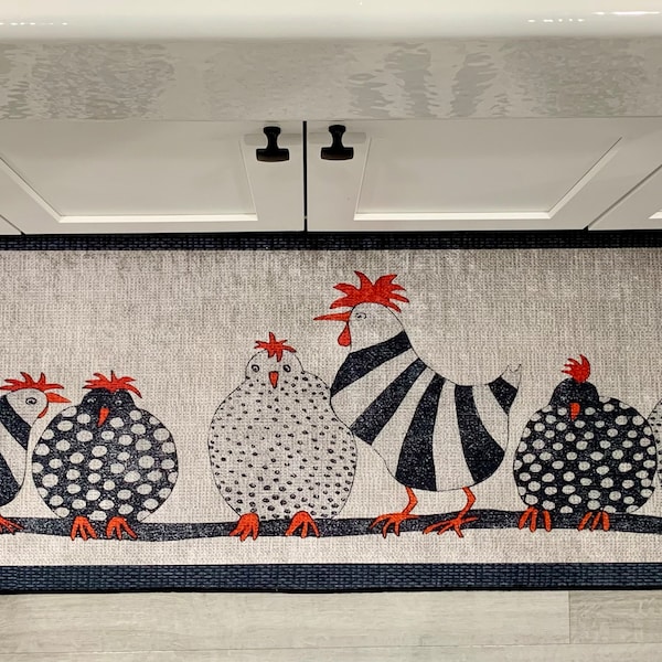 Chicken Kitchen Dining Room Runner Rug / Mat Non-skid Machine Washable ...