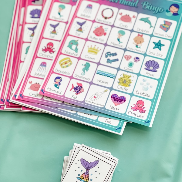 Mermaid BINGO Party Game- Mermaid Birthday Game, Digital Instant ...