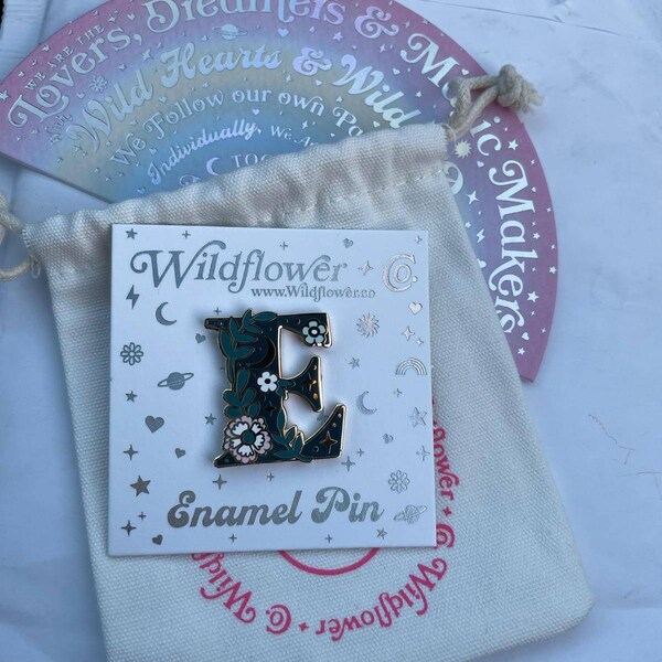 Botanical Letter Enamel Pin - Personalize With Your Initial or Monogram ...