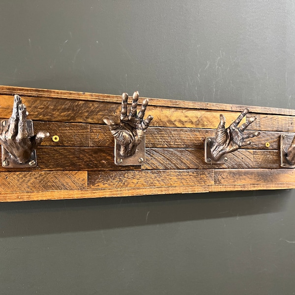Hand Coat Hook 2, Hand Wall Decoration, Wall Art, Hand Art, Bronze ...