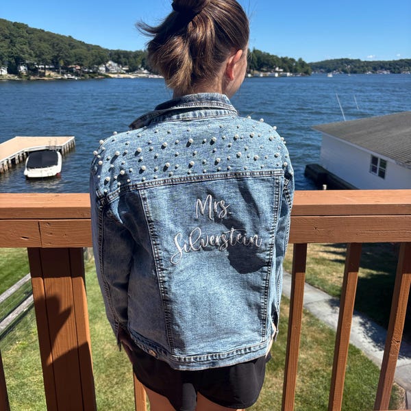 Bride Jean Jacket, White Personalized Bridal Jacket, Bride Denim Jacket ...