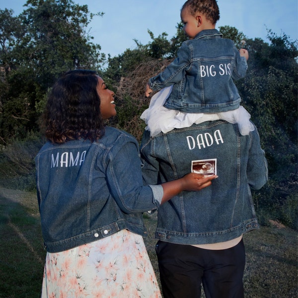 Mom Dad Embroidered Denim Jean Jacket, Family Matching Jackets ...
