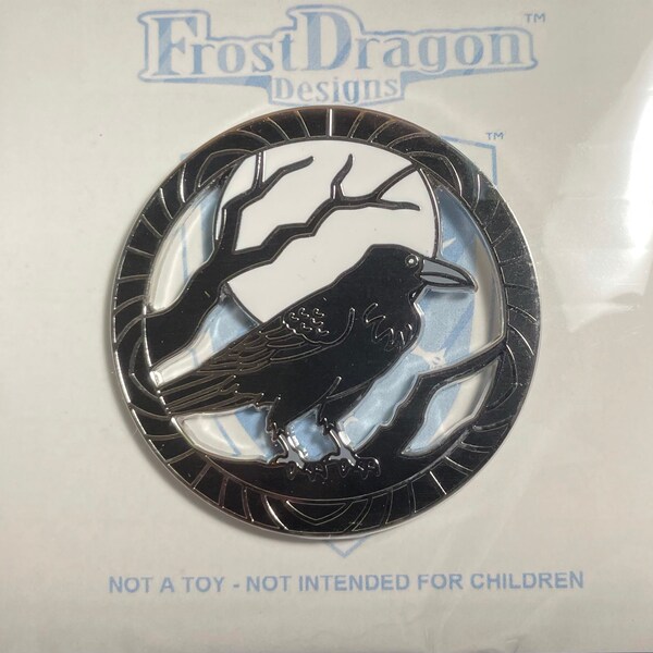 Encircled Raven Pin - Crow Pin - Black Bird Pin - Hard Enamel Pin ...
