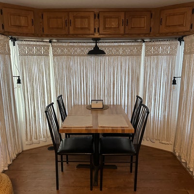 Macrame Valances Two Tone Boho Window Curtain - Etsy