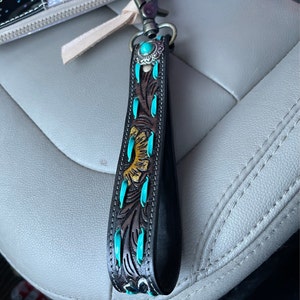 Western Hand Tooled & Cowhide Key Chain, Key Fobs and Wristlets ...