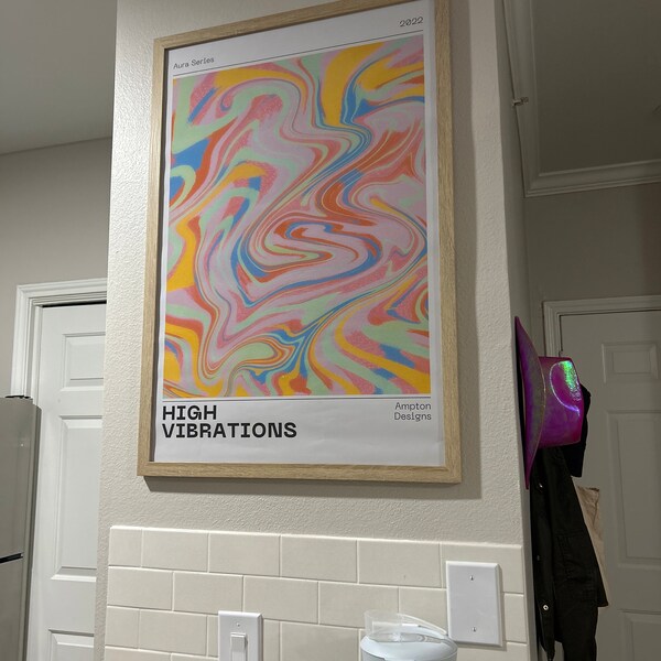 High Vibrations Aura Poster, Retro Gradient Poster, Affirmation Poster ...