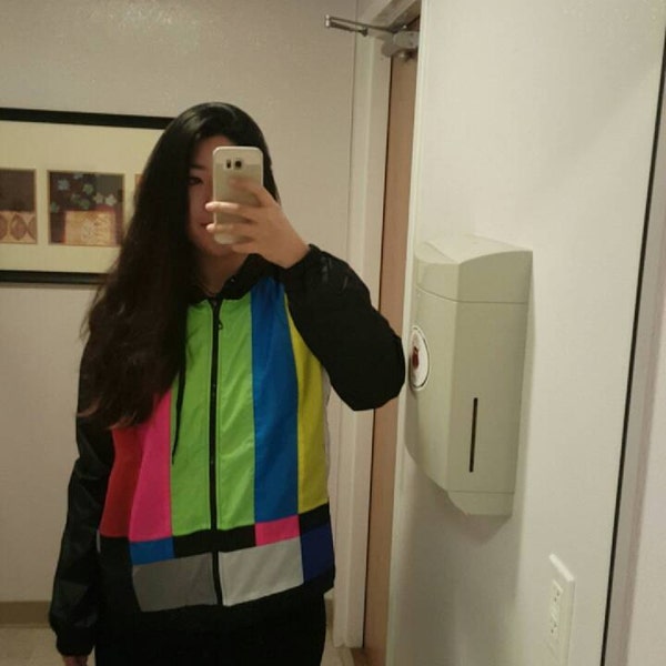 TV Color Bar Windbreaker Jacket, Water Repellent. - Etsy
