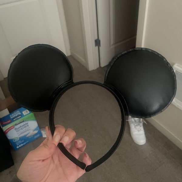 Black Faux Leather Mouse Ears / Black Mouse Ears - Etsy