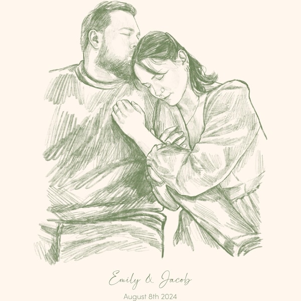 Custom Line Drawing, Family Portrait, Minimalist Illustration, Custom ...