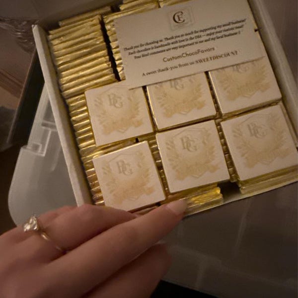50 Personalized Wedding Chocolate Favors, Custom Gold Silver Foil Milk ...