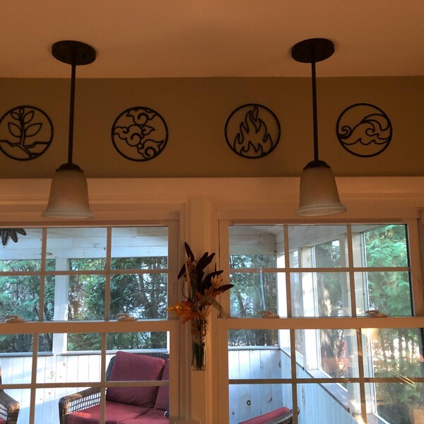 Four Elements Metal Wall Art Set of 4, Four Elements Symbol, Fire Water ...