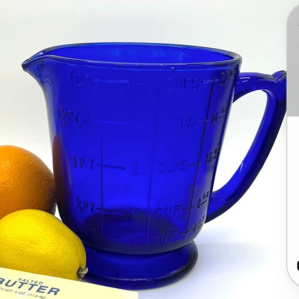 Cobalt Blue Glass Vintage Style Large 4 Cup Measuring & Mixing Cup ...