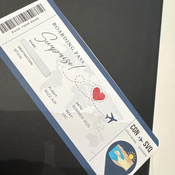 Editable Boarding Pass Template, Printable Personalized Airline Ticket ...