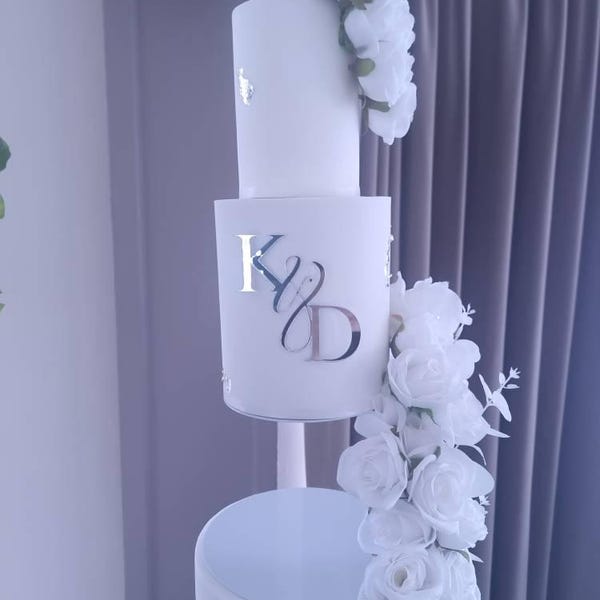 Personalised Calligraphy Acrylic Mirror Initials Letter Set Cake Charm ...