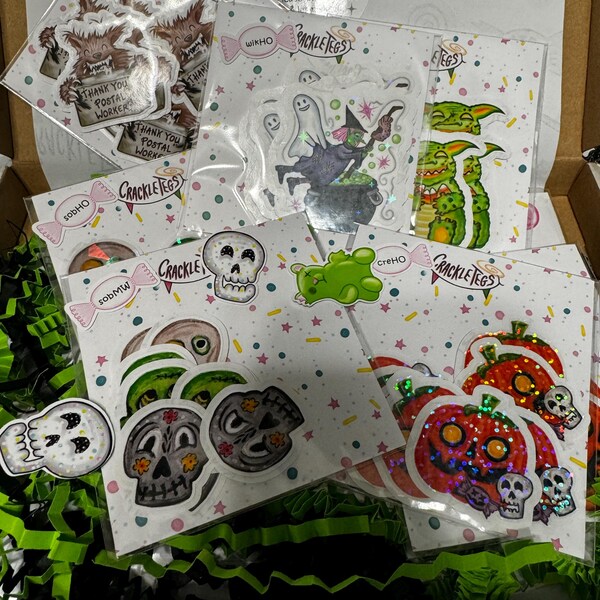 Ooglie Booglie Faces, Halloween Sticker Pack. 9 Originally Hand-painted ...